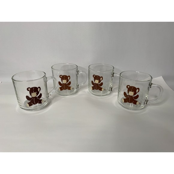 Luminarc | Dining | Vintage Luminarc Clear Brown Bear Mug Set Of 4 ...